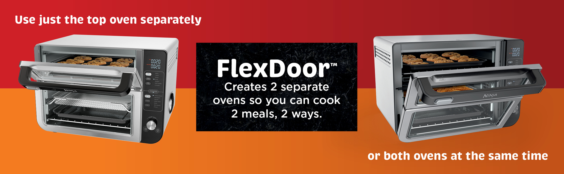Ninja 14-in-1 Double Oven with FlexDoor Creates Two Separate Ovens ...