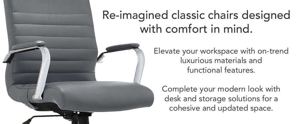 Modern Comfort Winsley Bonded Leather Mid Back Manager Office Chair White Silver BIFMA Compliant OfficeSupply