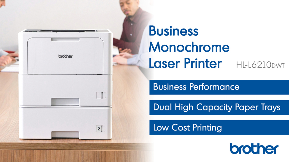 Brother HL-L6210DWT Business Monochrome Laser Printer with Dual Paper ...
