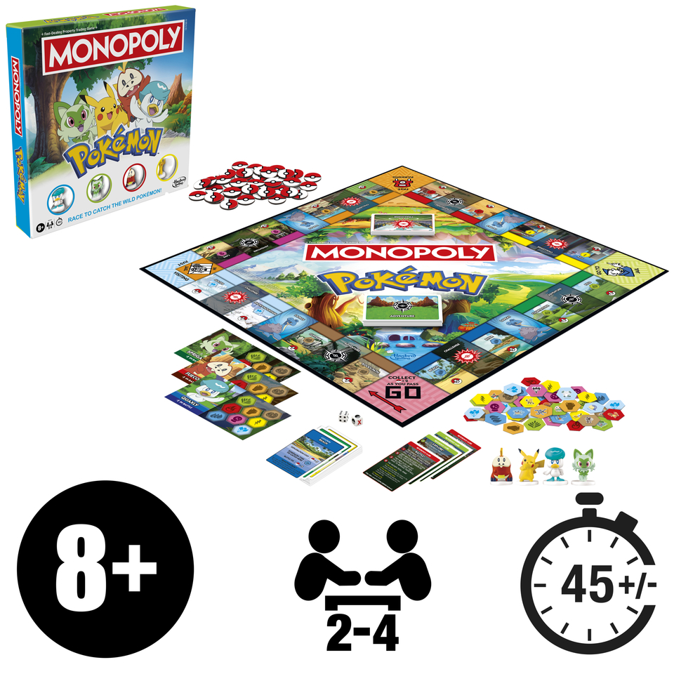 Free Shipping! Monopoly Pokémon Edition Board Game for Kids Ages 8 ...
