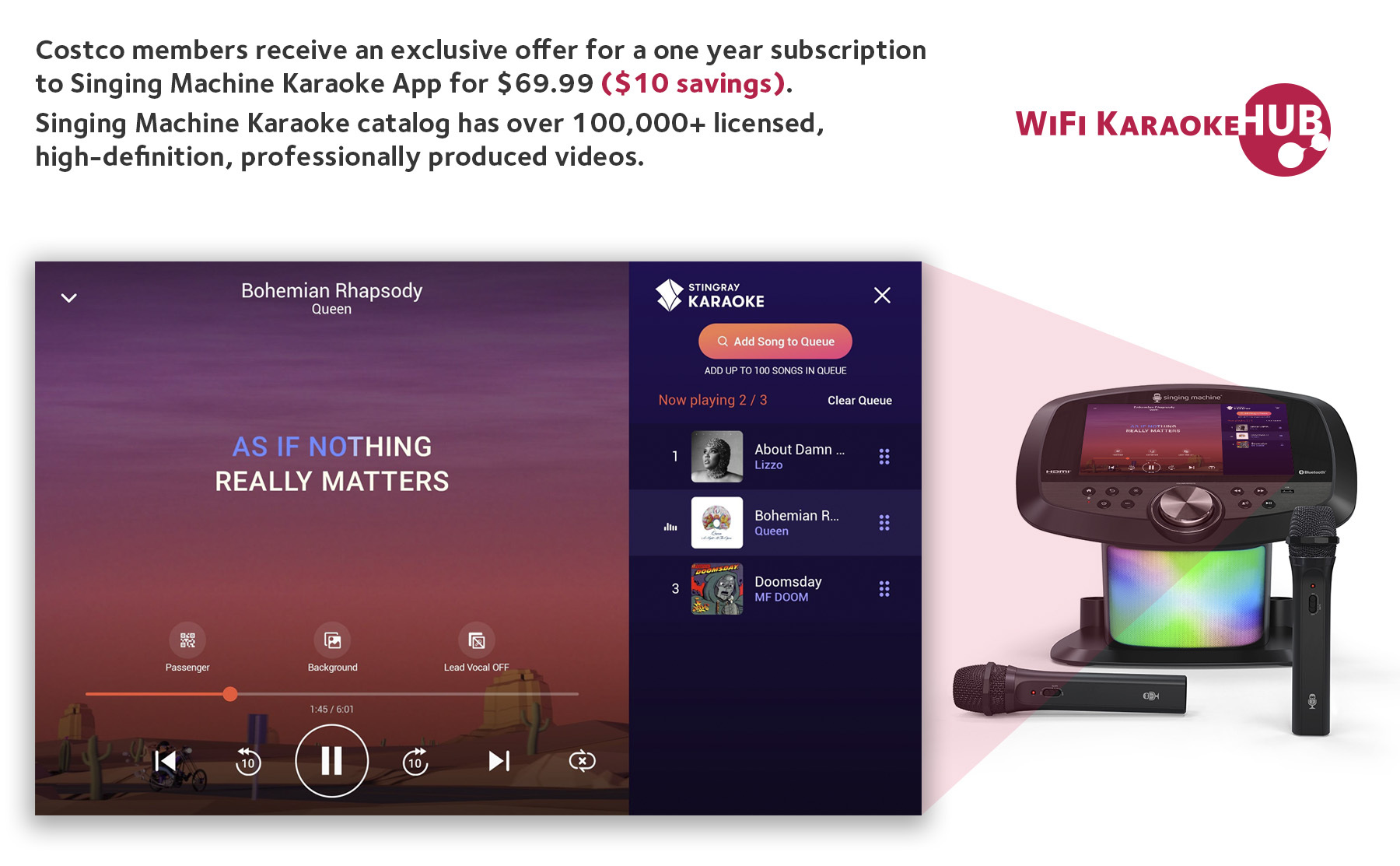 Singing Machine ISM9010 Wi-Fi Karaoke System with 10.1″ Touchscreen Display - Home Smart Camera