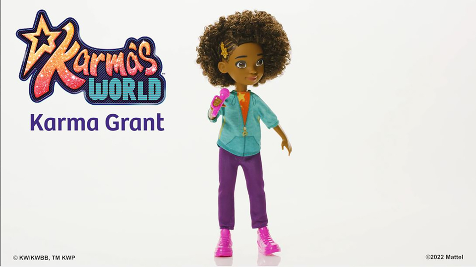 Karma’s World Doll with Brown Hair, Microphone Accessory, 8.74-in ...