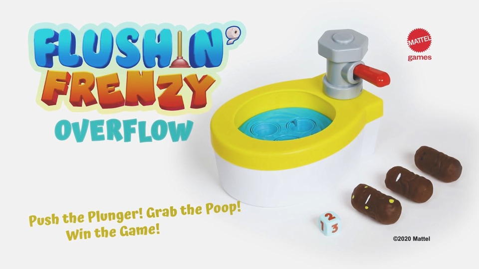 Flushin' Frenzy Overflow Kids Game for Game Night with 3 Pieces of Poop ...