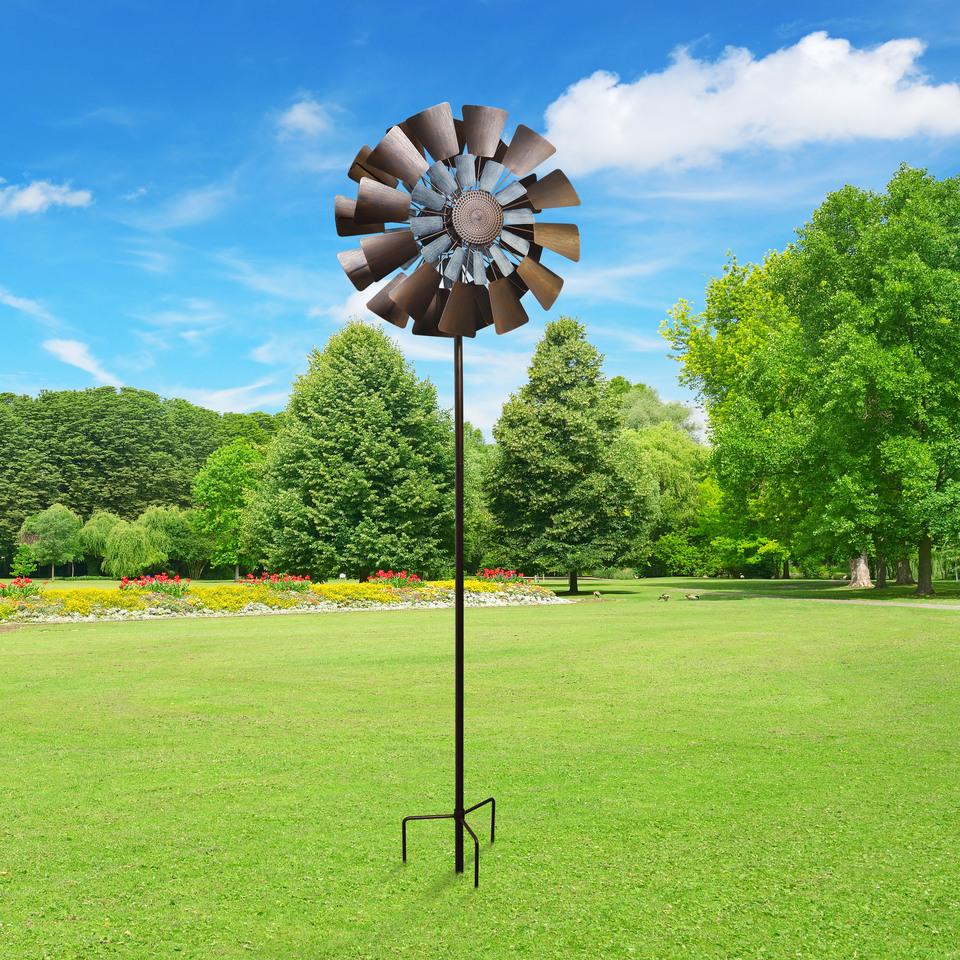 Stylecraft Metal Farm Wind Spinner, 23" Dia. x 10.25" W x 83.75" H ...