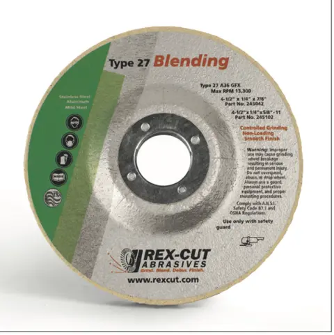 Rex Cut Abrasives - Deburring Wheel: 4-1/2" Dia, 1/8" Face Width, 7/8 ...