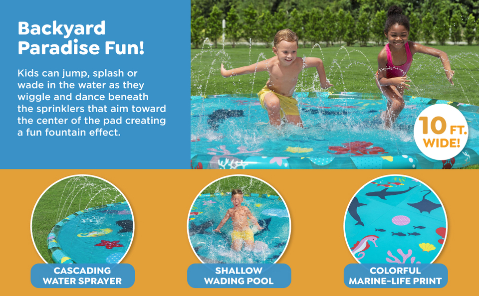 H2OGO! 10' Underwater Utopia Kids XL Sprinkler Splash Pad– Brands For ...