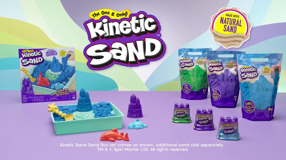 Free Shipping! Kinetic Sand Sandbox Set with Blue Sand, Tools, Storage ...