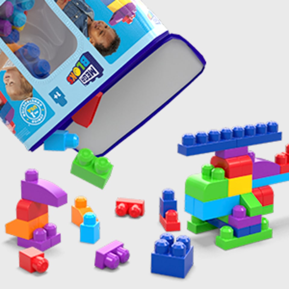 MEGA BLOKS Fisher-Price Large Toy Blocks for Baby Kid, Blue Building ...