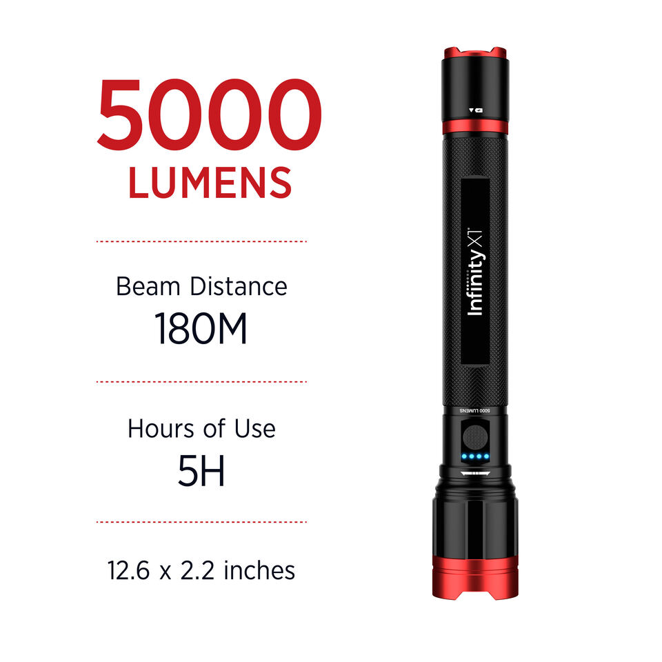 Infinity 5000L Dual Power Focusing Flashlight, Dual Power Rechargeable ...