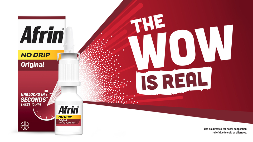 Afrin No Drip Original 12 Hour Nasal Decongestant Pump Mist - 15 ml HSA ...