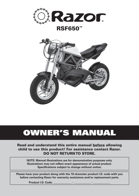 Razor RSF650 36V Electric Sport Motor Bike Red/ Black- For Ages 16 and ...