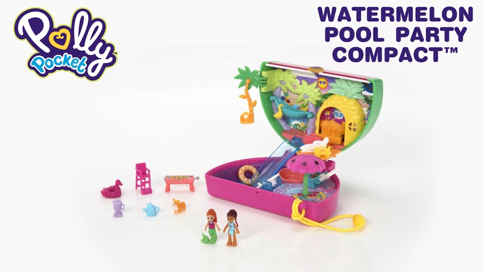 Polly Pocket Pool Party Compact Playset with 2 Micro Dolls, Accessories ...