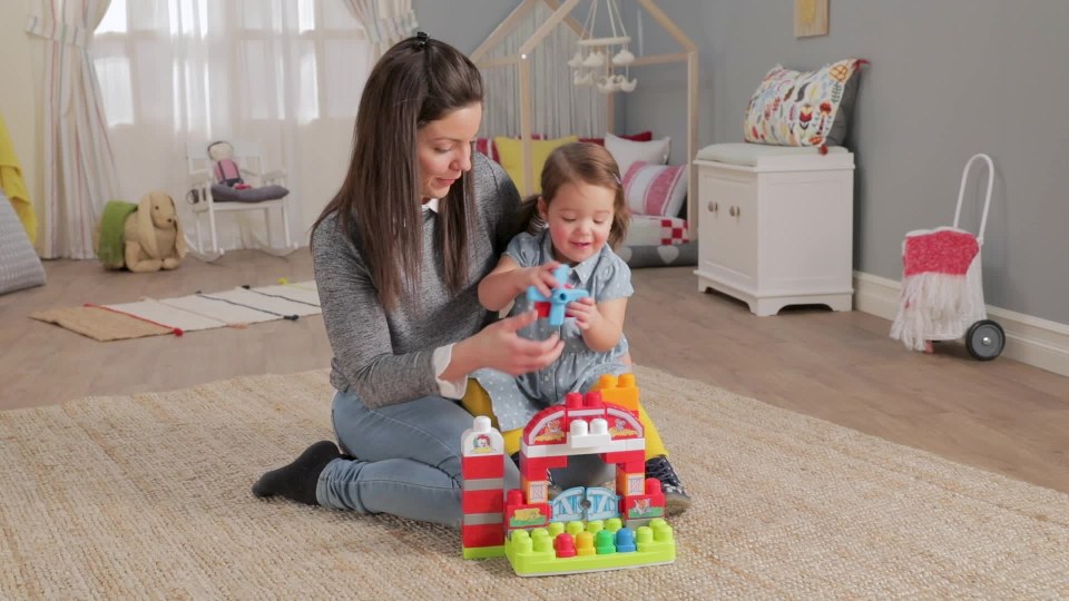 MEGA BLOKS First Builders Musical Farm with Big Building Blocks (46 Toy ...