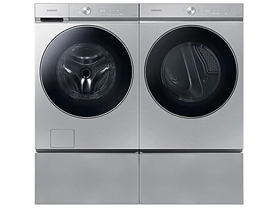 Samsung Bespoke 5.3 Cu. ft. Ultra Capacity Front Load Washer with Ai OptiWash and Auto Dispense Silver Steel