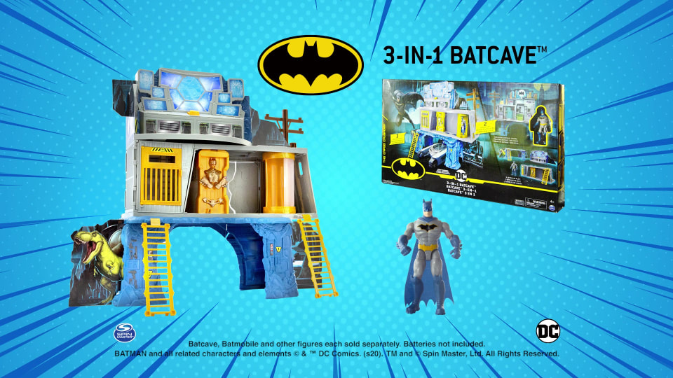 Batman 3-in-1 Batcave Playset with Exclusive 4-inch Batman Action ...