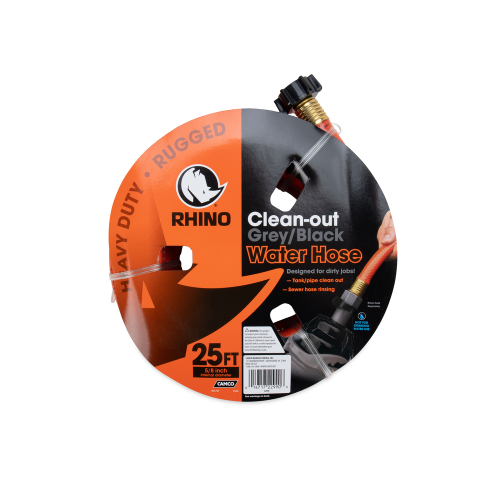Camco Rhino 25-Foot Clean out RV Black Water Hose - Heavy Duty PVC ...