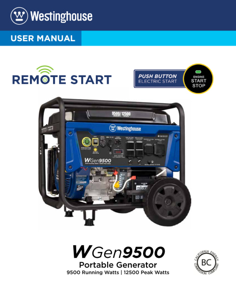 Westinghouse WGen9500 Heavy Duty Portable Generator - 9500 Rated Watts ...