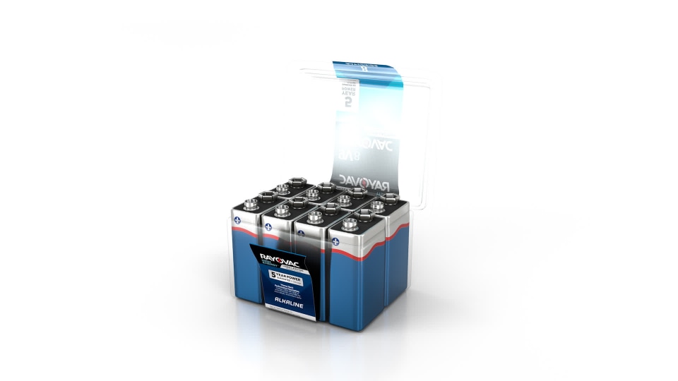 Rayovac High Energy 9V Batteries (8 Pack), Alkaline 9 Volt Batteries ...