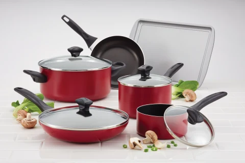 Farberware 21806 15-Piece Dishwasher Safe Nonstick Cookware Set - Black ...