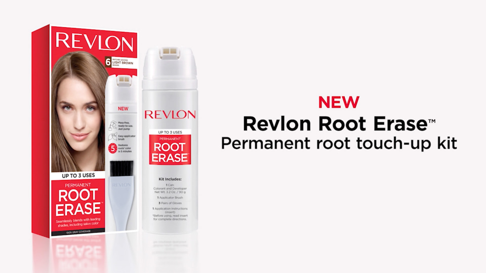 Revlon Root Erase Touch Kit Hair Color, Permanent Dye, 100% Gray ...