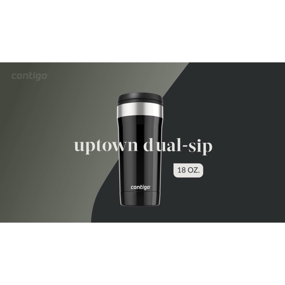 Contigo Uptown Dual-Sip Stainless Steel Tumbler with Straw in Black, 18 ...