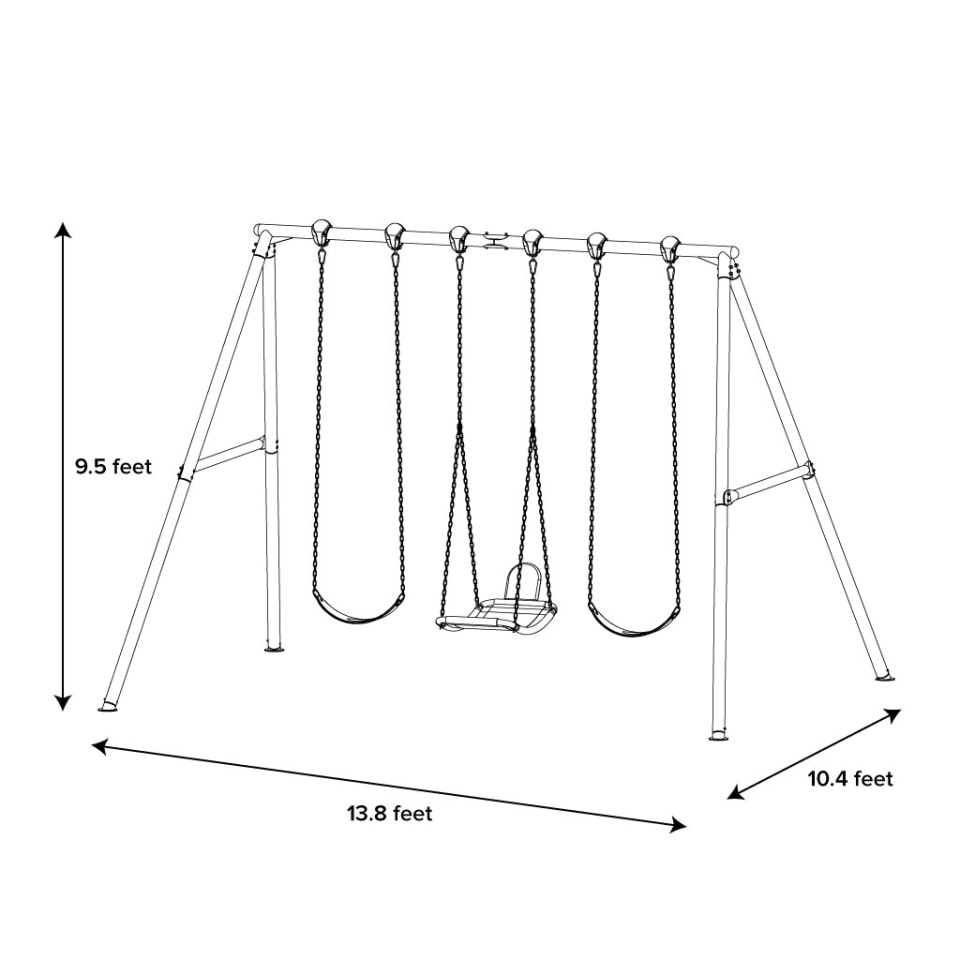 Sportspower Pine Grove 10Ft Swing Set, (2) Swing (1) Skyflyer Swing ...