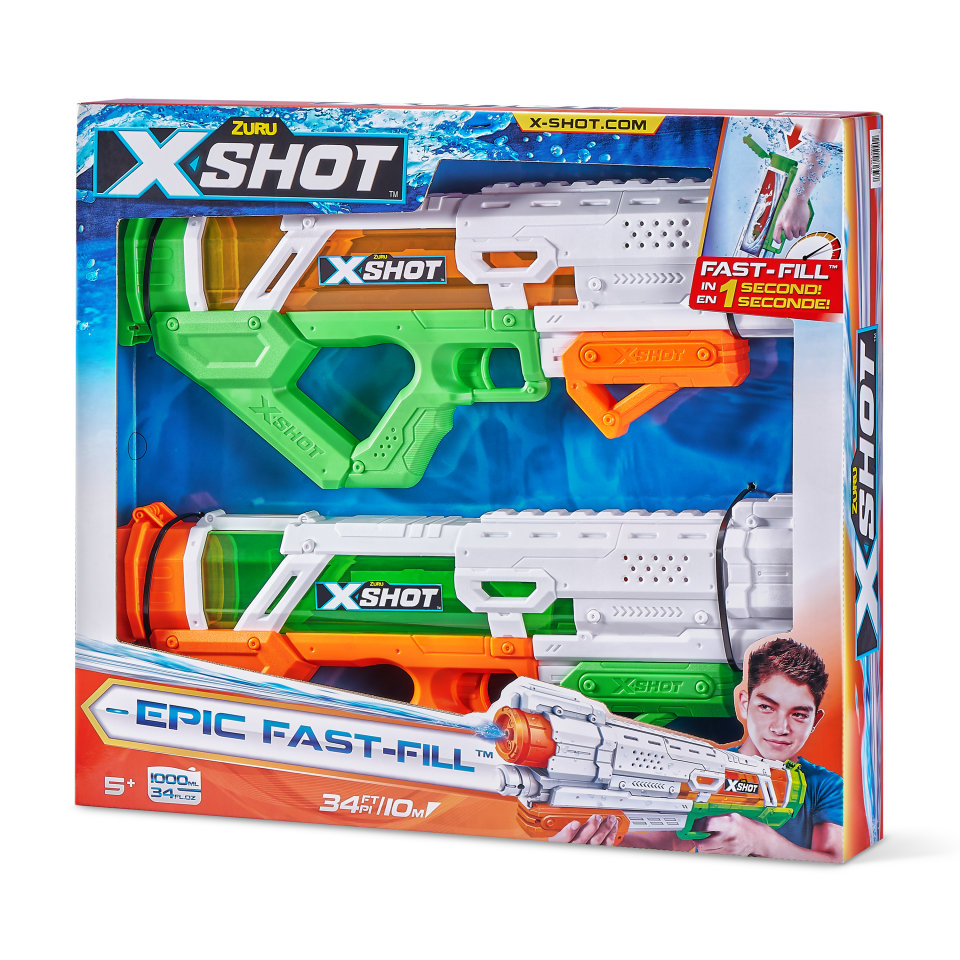 Zuru X-Shot Epic Fast-Fill Water Blaster with Pump Action, 2-pack ...
