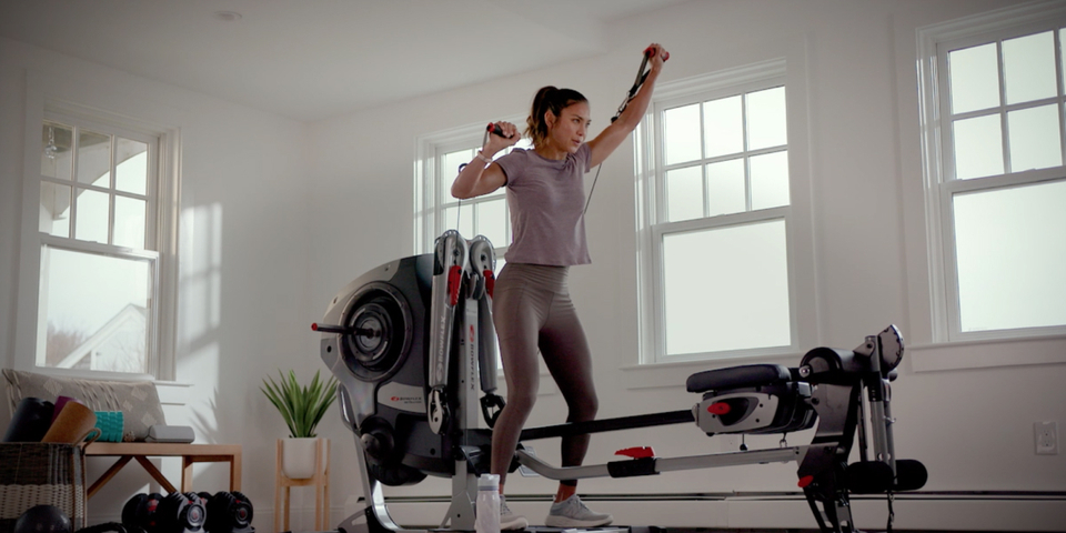 Bowflex PR1000 Home Gym Adjustable Weight Bench, Power Rods, Workout ...