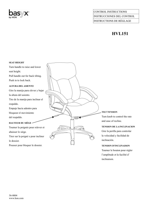 Hon Hvl151 Executive High-back Leather Chair, Supports Up To 250 Lbs ...