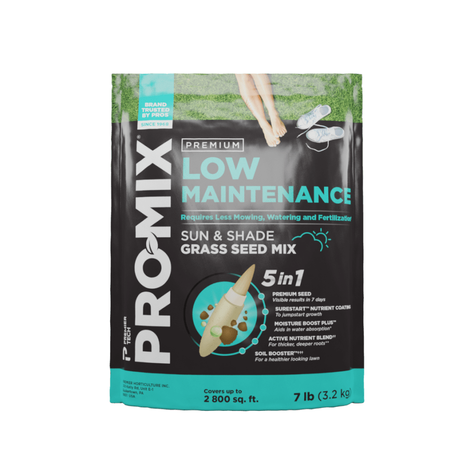 PRO-MIX Premium Grass Seed, 5 in 1 Low Maintenance Mix, Grows Easy Lawn ...