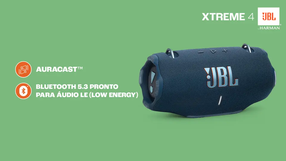 Caixa JBL Xtreme 4 Azul, 70W RMS, Bluetooth, IP67 à Prova D Caixa JBL Xtreme 4 Azul, 70W RMS, Bluetooth, IP67 à Prova D