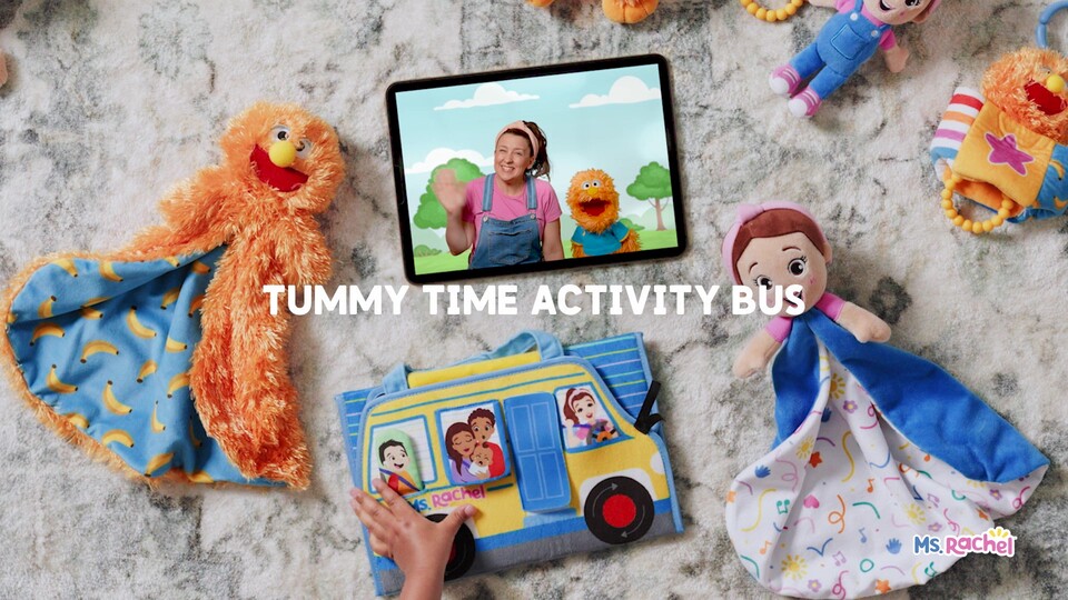 Ms. Rachel Official Tummy Time Plush Activity Bus for Ages 3 Months to ...
