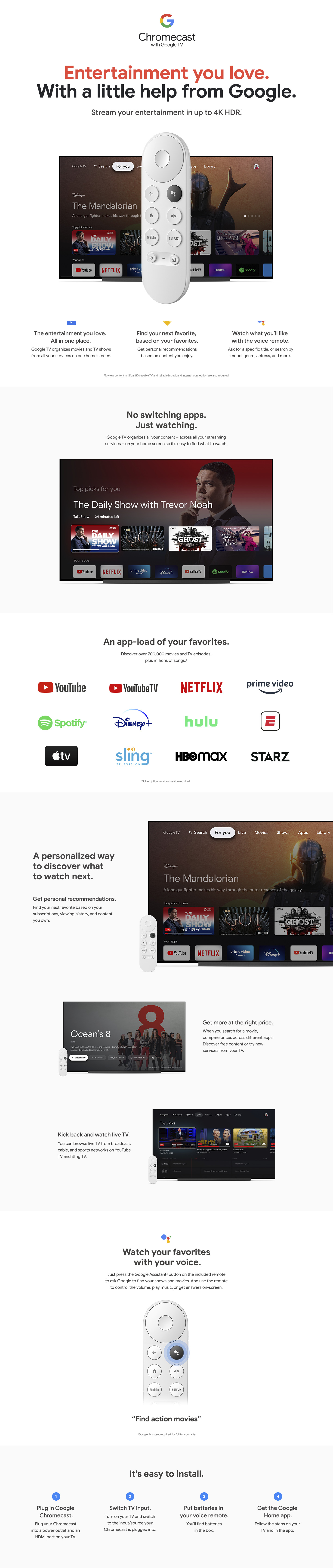 Google Chromecast with Google TV – Streaming Entertainment in 4K – Snow ...